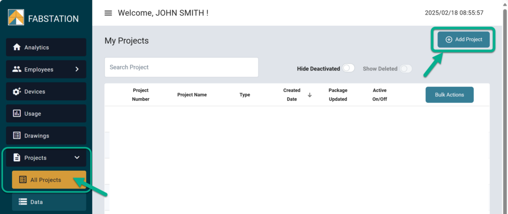 Managing Projects | FabStation