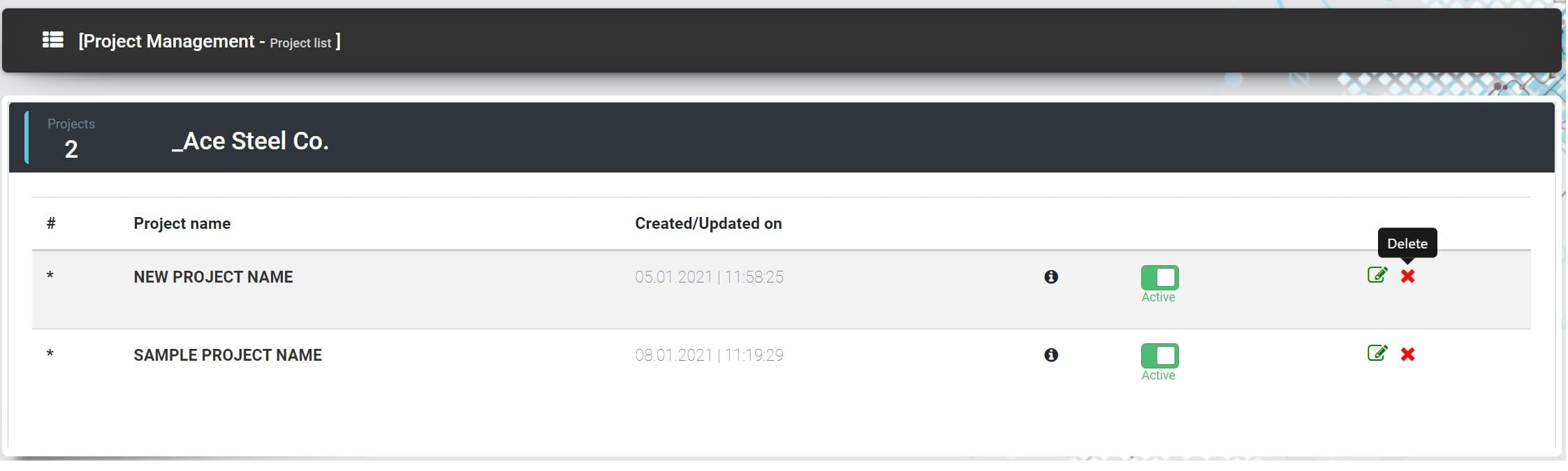 Managing Projects | FabStation